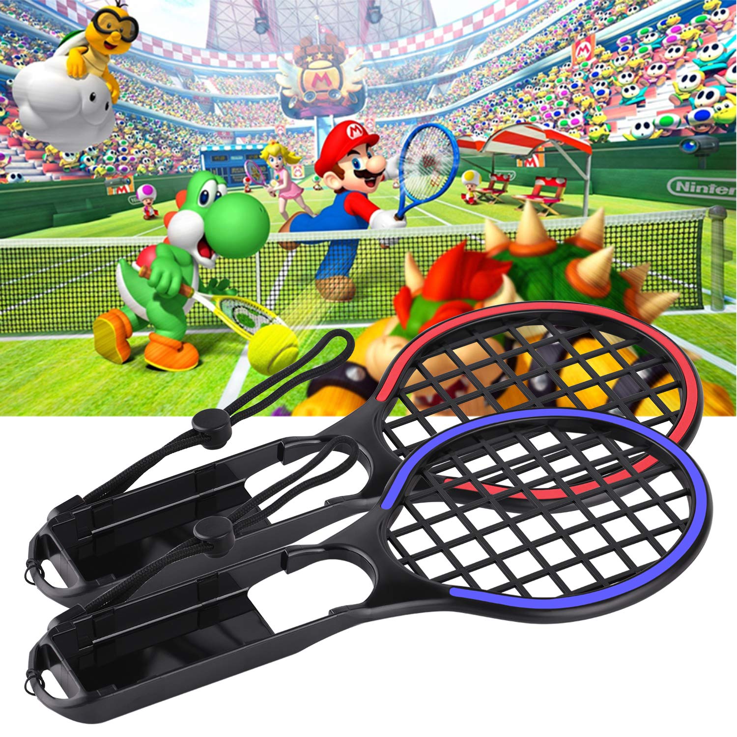 Tennis Racket for Nintendo Switch Joy-Con Attachment - Nintendo Switch Joy-Con Controller, Mario Tennis Aces Accessories, Twin Pack