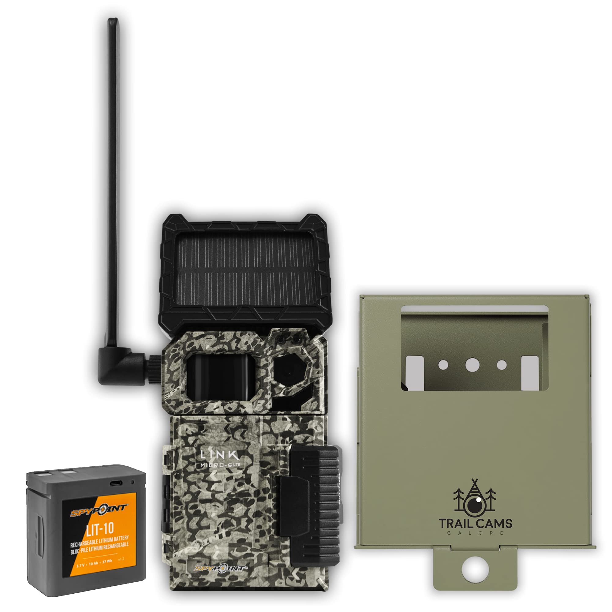 SPYPOINT Link-Micro-S-LTE Solar Cellular Trail Camera with LIT-10 Battery and Security Steel Case (Link-Micro-S-LTE (AT&T & USA Nationwide))