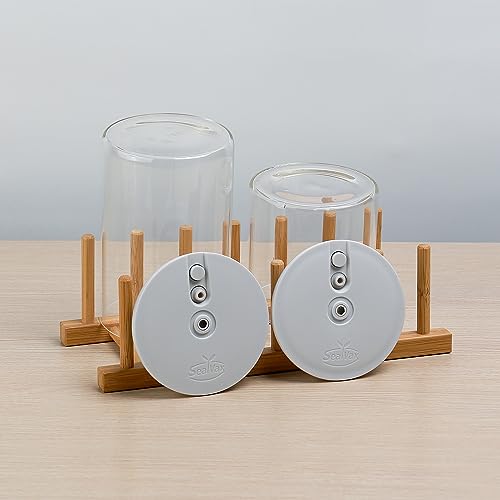 SealVax®Meal Prep Containers reusable, Air Tight Pantry Storage Containers, Glass Vacuum Storage Containers with Lids, BPA-Free, 2x Large (32 fl oz) & 2x Small (19 fl oz) with a Pump.