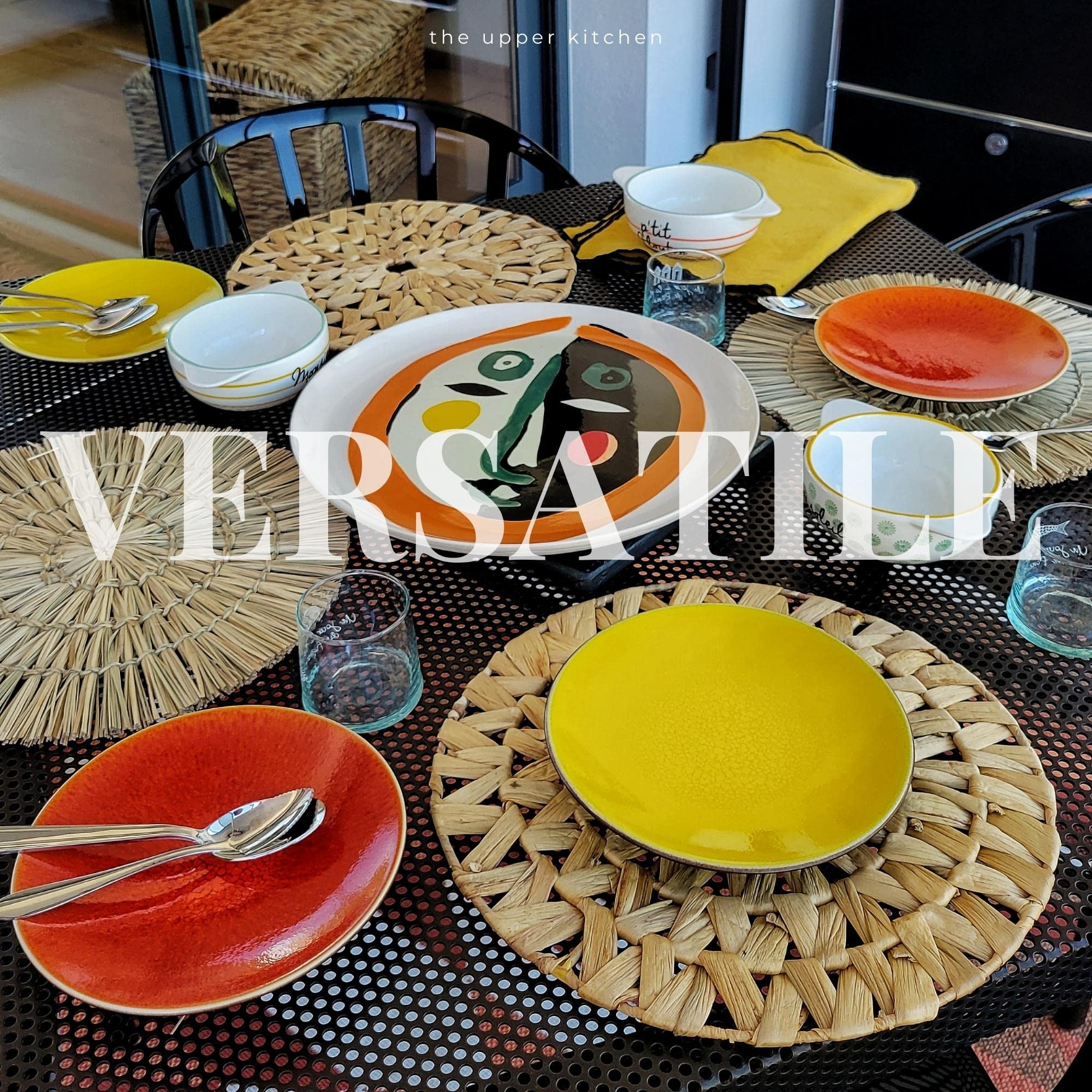 The Upper Kitchen Chargers for Dinner Plates β 14 inch Water Hyacinth Placemats, Woven Placemats, Rattan Chargers, Boho Charger Plates, Plate Chargers