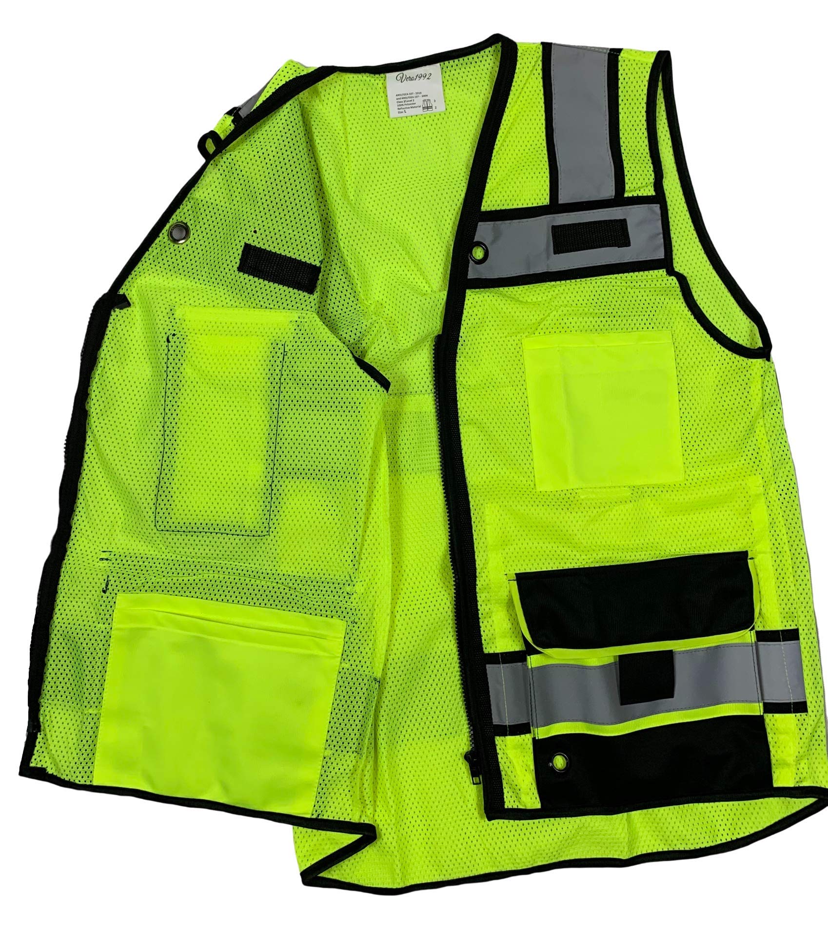 REXZUS (B Engineer Safety Vest, High Visibility Reflective Safety, Vest Mesh with Zipper and pockets (Yellow, Medium)