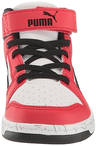 PUMA Rebound Layup Synthetic Leather Scratch Hook and Loop (Little Kid) Puma White/Puma Black/for All Time Red 1.5 Little Kid M