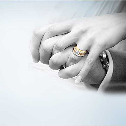 The Danbury Mint I Love You Always Diamond Gold Ring Set – Stacked Bands – 14kt Gold-Plated – Genuine White and Mocha Diamonds – Sentimental – Elegant Romantic Gift (Gold, 9) #5215-003