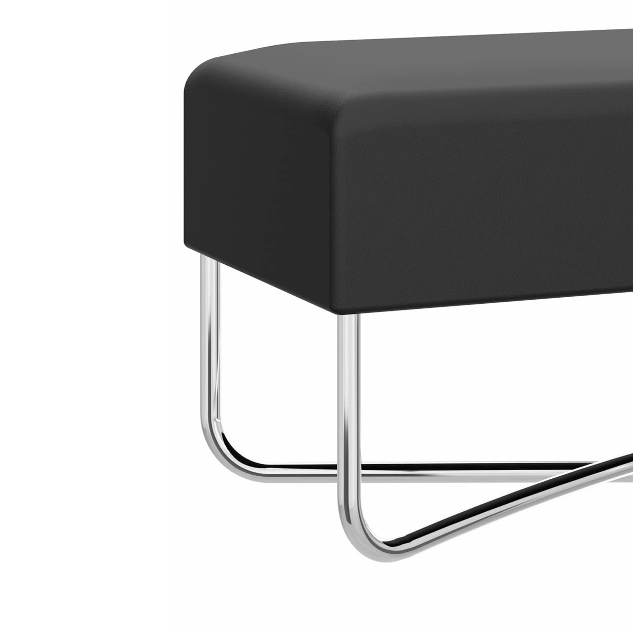 The Urban Port Pouffe with Rectangular Fabric Seat and Inbuilt Wooden Tray
