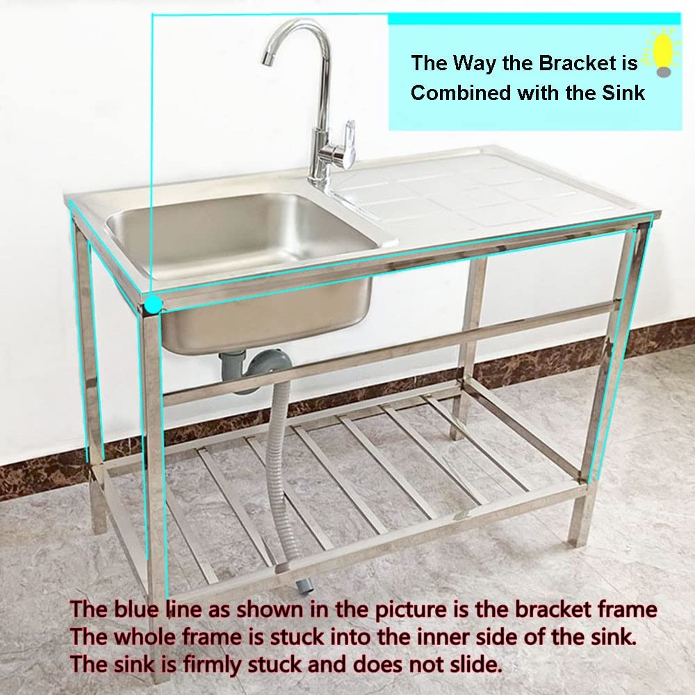 ZHXIPP Stainless Steel Sink Prep & Utility Sink with Faucet - 1 Compartment Commercial Kitchen Sink - 29.5 x15.7 X 29.5 in (Restaurant, Kitchen, Laundry, Garage)