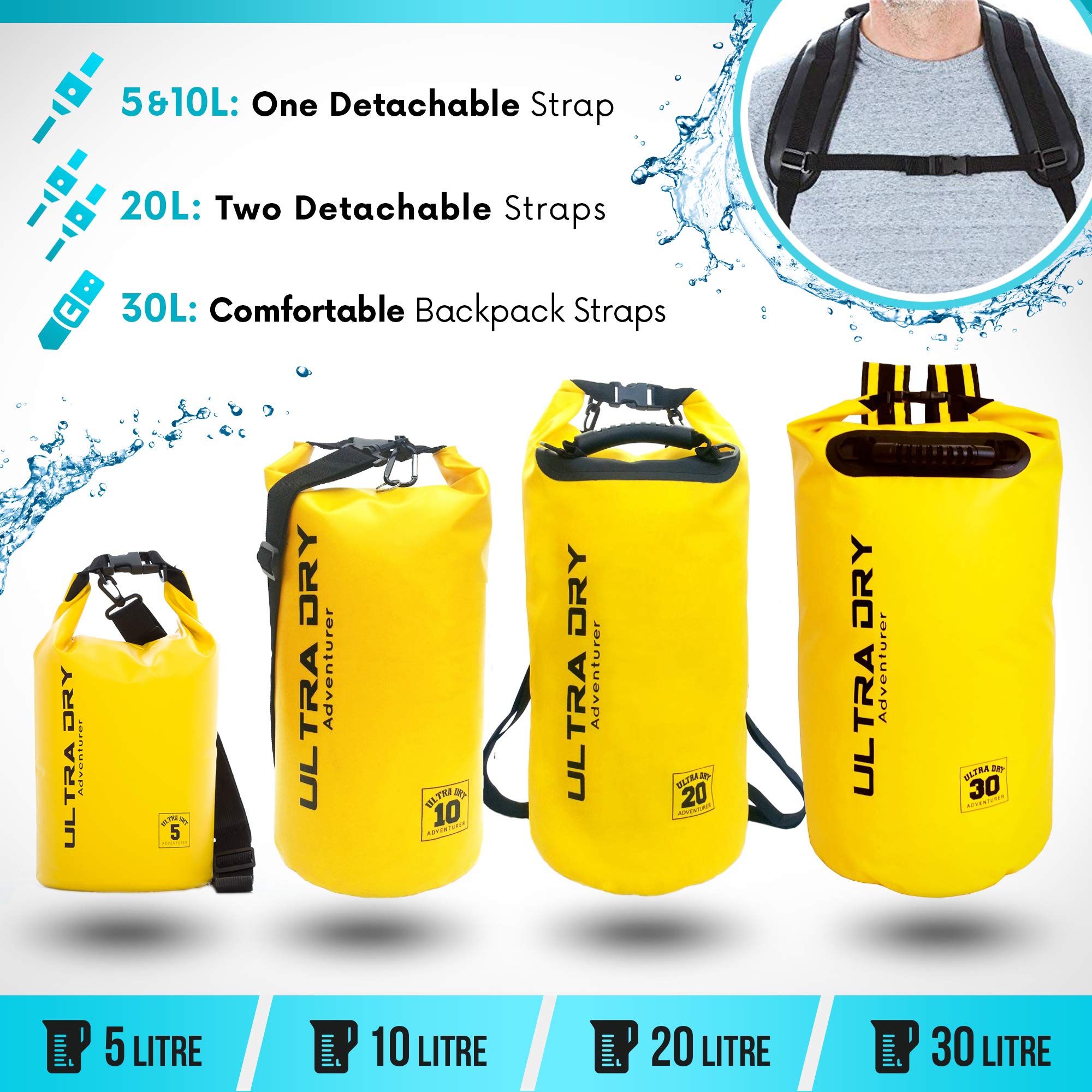 Premium Waterproof Backpack, 30 L Bag, Sack with Phone Dry Bag and Adjustable Padded Shoulder Straps, Perfect for Hiking | Kayaking/Boating/Canoeing/Fishing/Rafting/Camping