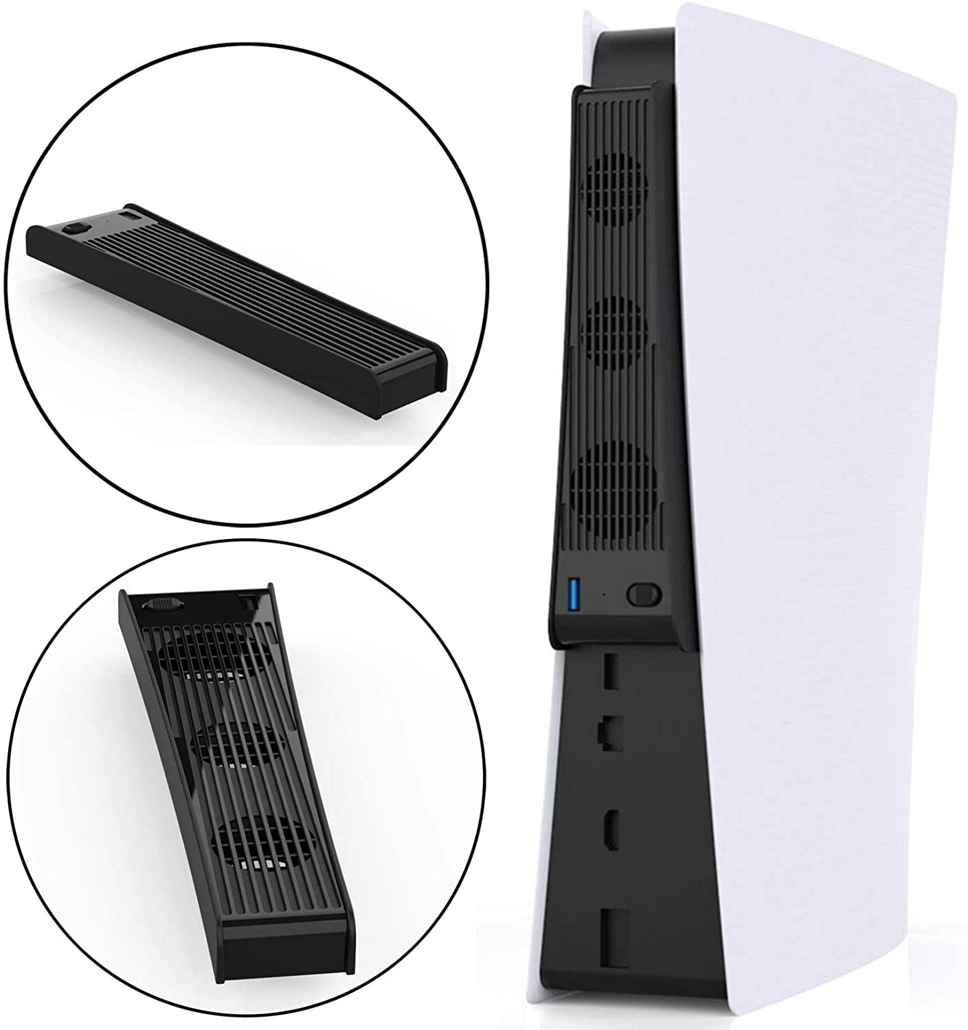 T&A Cooling Fan for PS5, with 3 Cooling Fan and USB External for PS5 Digital Edition/Ultra HD Game Consoles Mini Cooling System BLACK