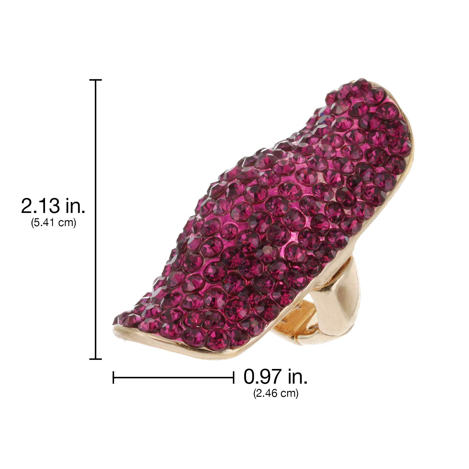 SP Sophia Collection Half Finger Long Fully Studded Adjustable Rhinestone Ring in Orange