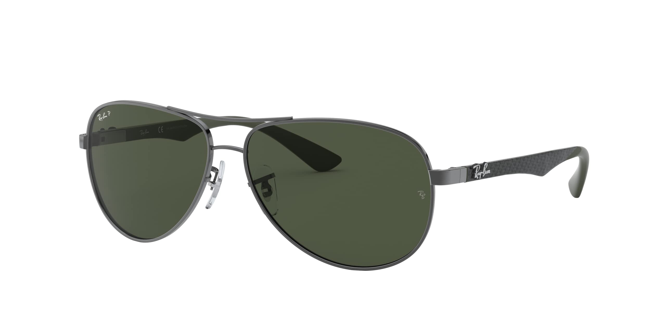 Ray-Ban Men's RB8313 Carbon Fiber Aviator Sunglasses, Gunmetal/Polarized Dark Green, 58 mm
