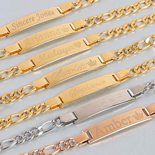 Tina&Co Personalized Gold Name Plated Bracelet 4.5'' Free Engraved Bracelet for Baby