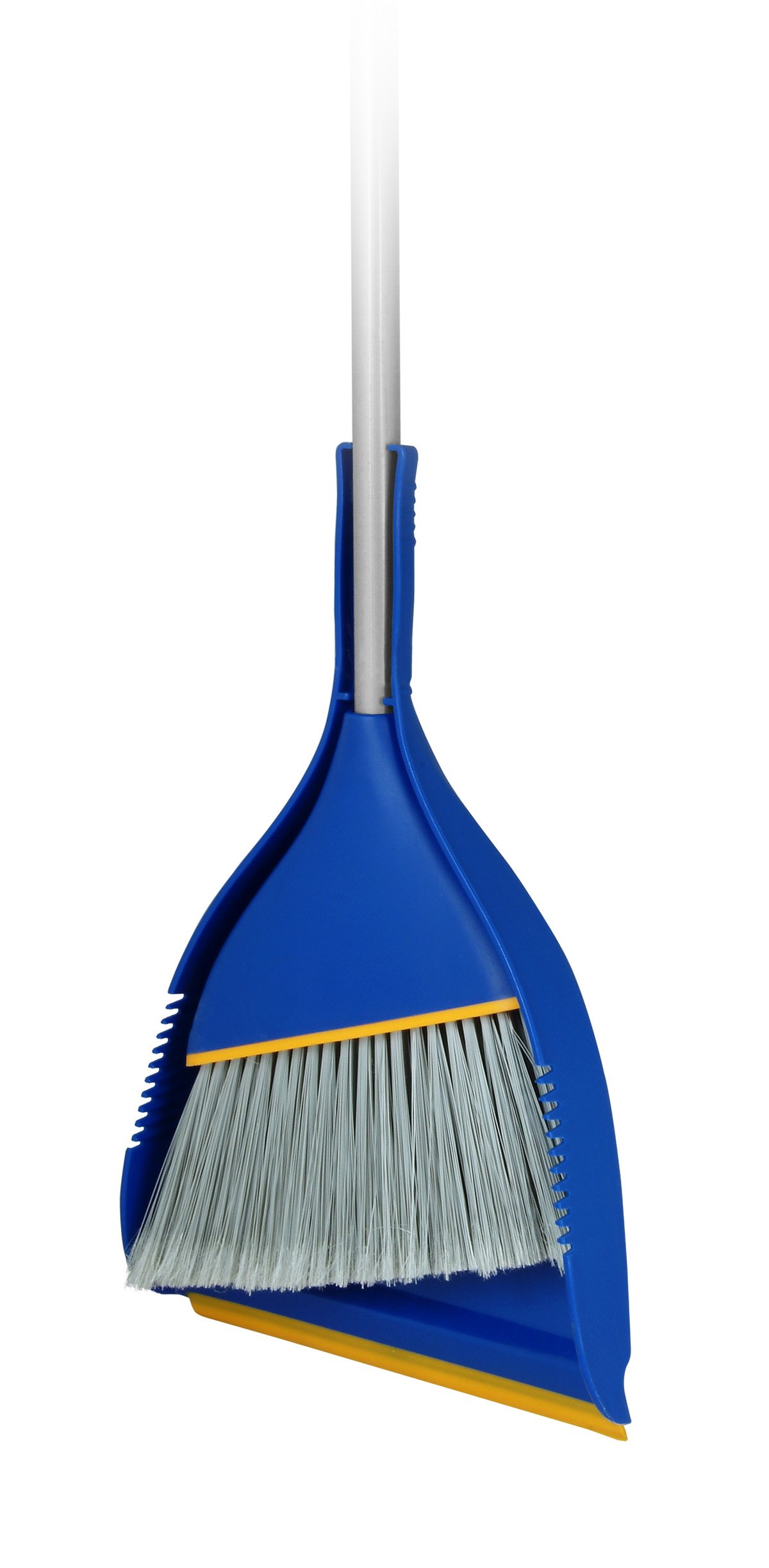 Superio Clip-On Dustpan - Heavy Duty Plastic, Easy Grip Clip-On Dust Pan with Rubber Edge, Detailed Sweeping Debris, Fits Standard Brooms Home & Commercial Dusting & Cleaning Tool, Blue, 2-Pack