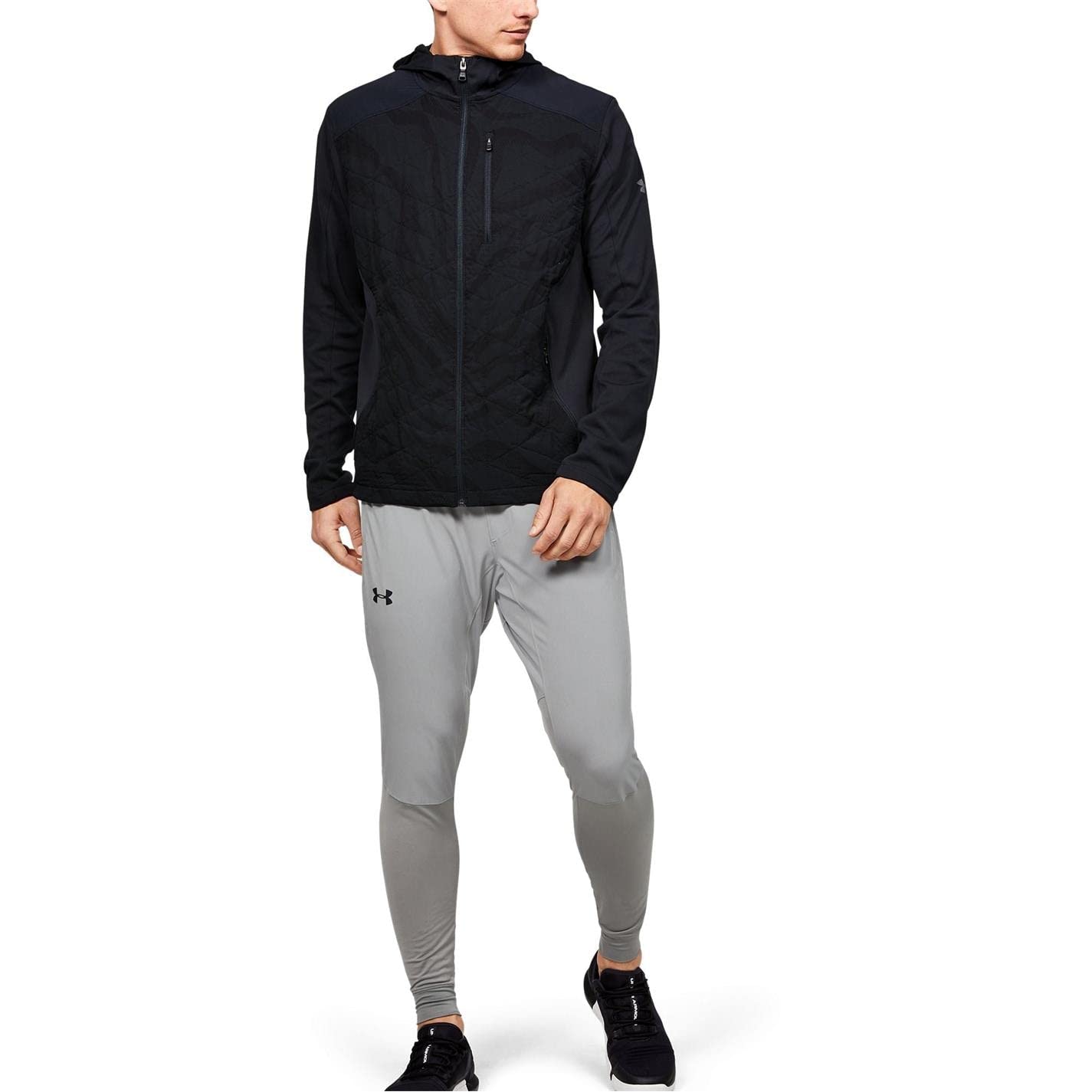 Under Armour Coldgear Reactor Hybrid Lite Running Print, Gravity Green (388)/Surface Gray, Large