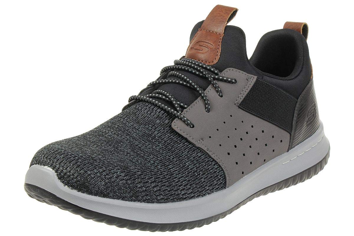 Skechers Men's Classic Fit-Delson-Camden Sneaker, Black/Grey, 9 M US