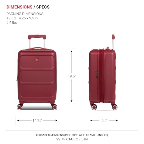 SwissGear 8090 Hardside Expandable Luggage with Spinner Wheels, Burgundy, Carry-On 20-Inch