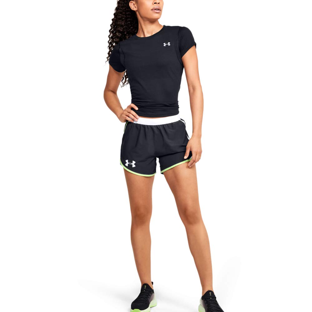 Under Armour Fly By 2.0 Wordmark Running Short, Black (001)/Reflective, X-Small