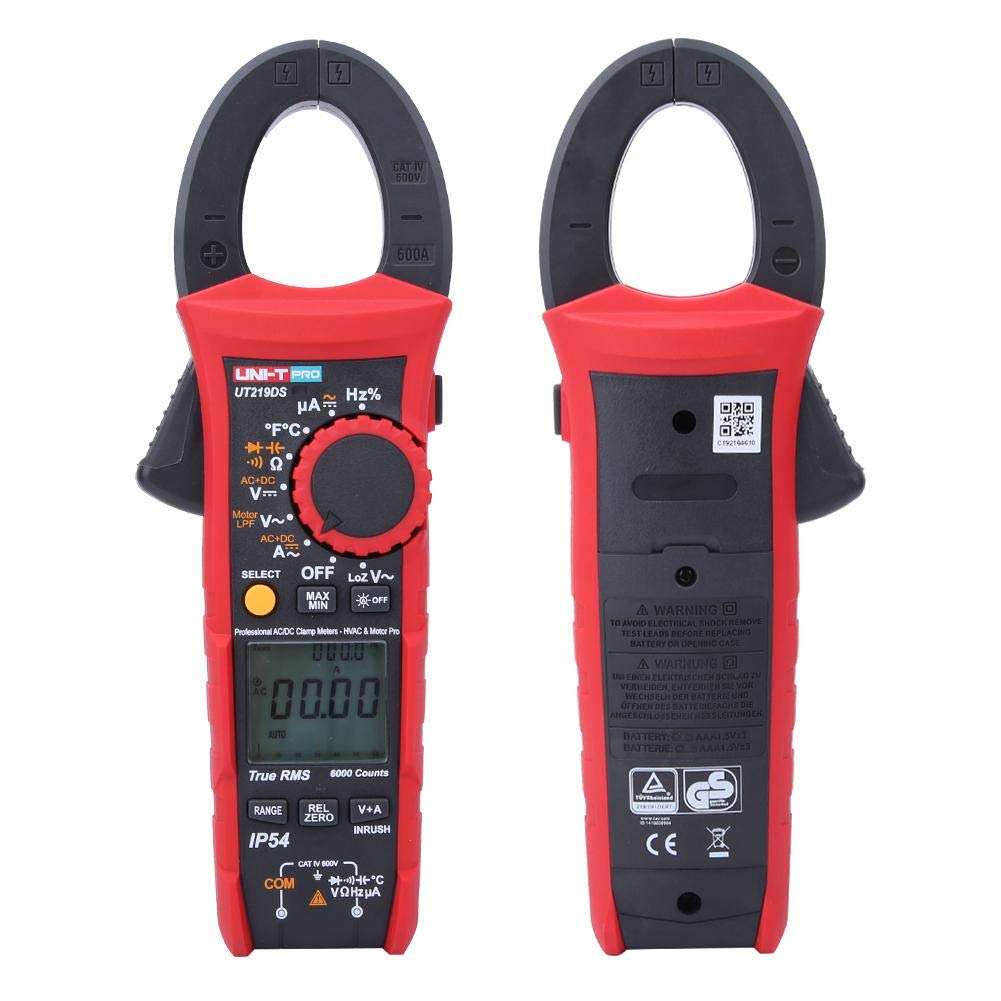 UT219DS Digital Clamp Meter 6000 Counts LCD Clamp Meter Voltage Current Resistance Tester Used to Measure Current Voltage Temperature Capacitance Resistance Diodes
