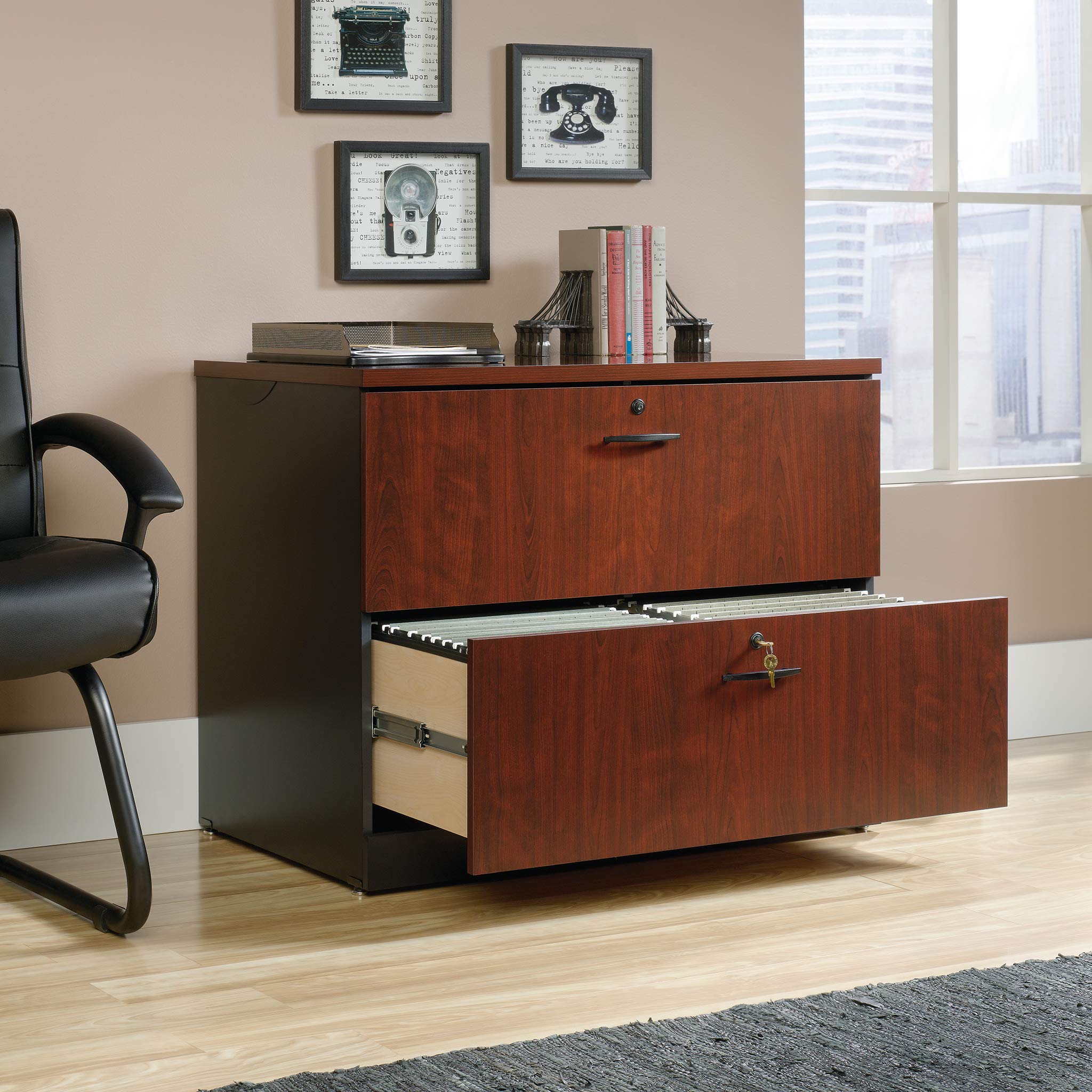 Sauder Via Collection Lateral File, L: 36.54" x W: 23.47" x H: 29.76", Classic Cherry