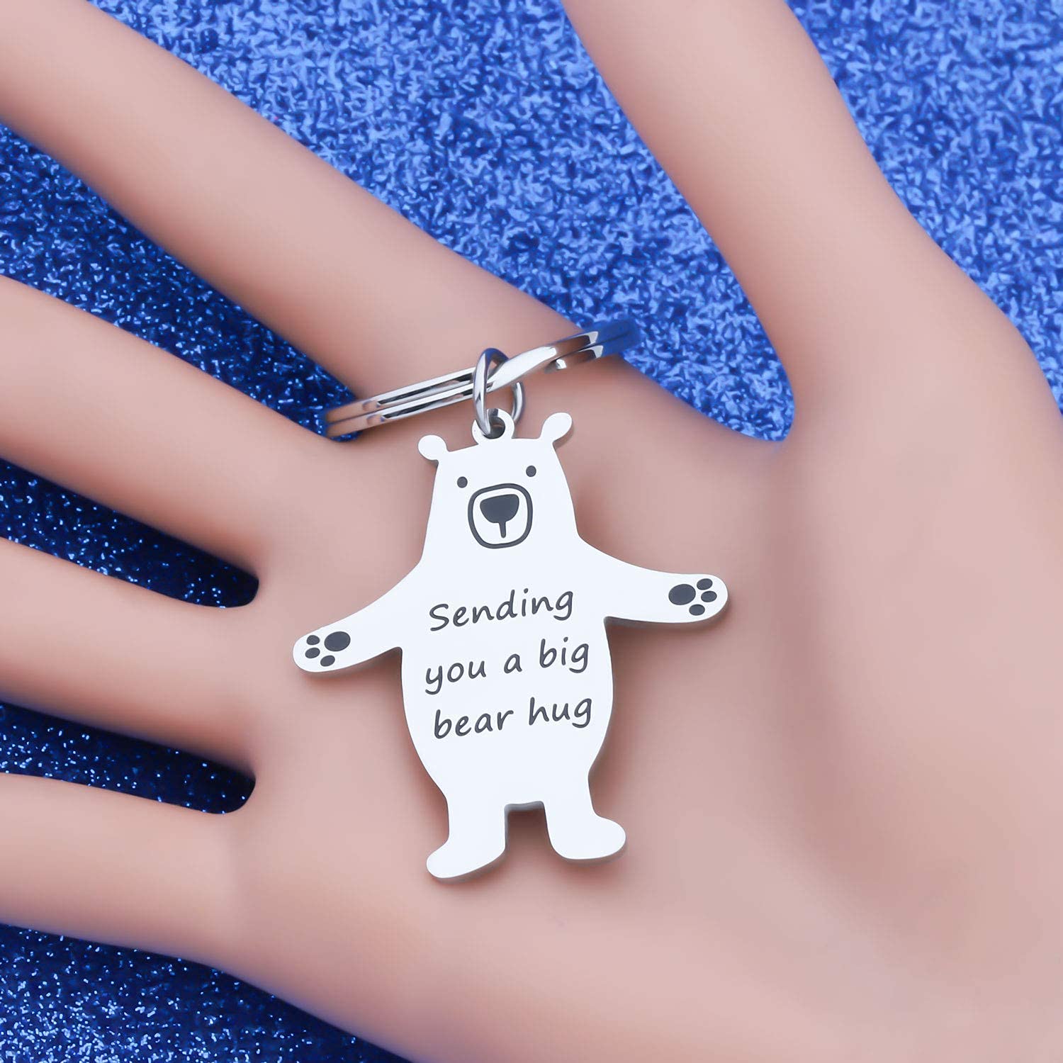 WUSUANED Long Distance Hug Jewelry Sending You A Big Bear Hug Keychain Long Distance Relationships Gift Isolation Missing You Gift (big bear hug keychain)