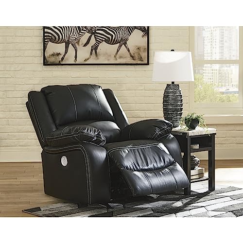 Signature Design by Ashley Calderwell Traditional Faux Leather Power Rocker Recliner, Black