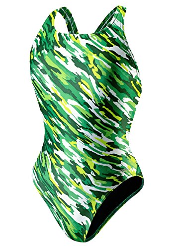 Speedo 8191467 Womens Team Camo Recordbreaker Swimsuits, Speedo Green - 26