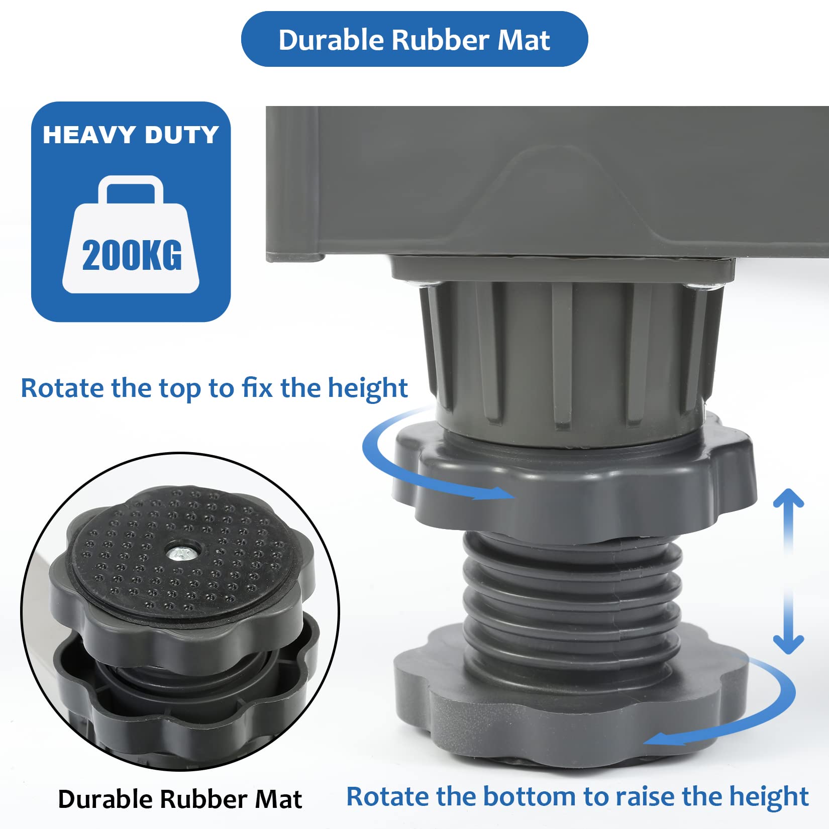 WBD WEIBIDA Mini Fridge Stand Adjustable Refrigerator Stand with 4 Strong Feet Universal Washer and Dryer Stand Heavy Duty Washing Machine Pedestal Fridge Platform for Dorm Appliance Universal Base