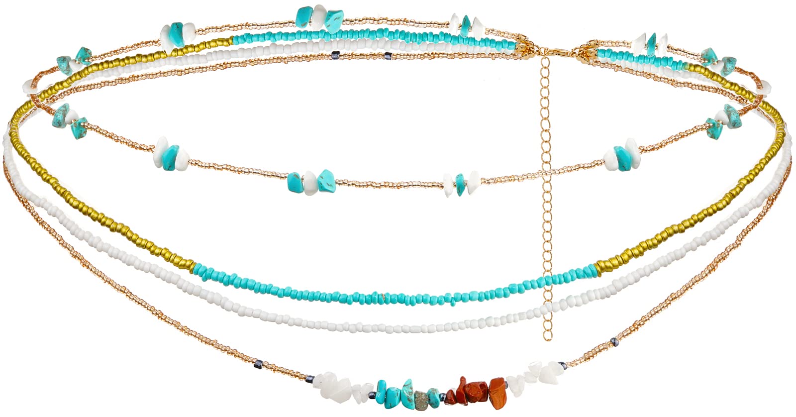 Suyi Beads Belt for Women Layered Beaded Chain Belts Boho Body Belly Chains 120CM Blue