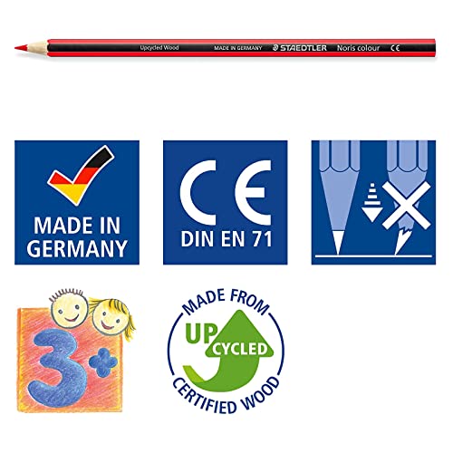 Staedtler Noris colour 185 C24JB Buntstifte (erhöhte Spitzen-Bruchfestigkeit, sechskant, Set mit 24 brillanten Farben, Wopex Material, PEFC-Holz, DIN EN71)
