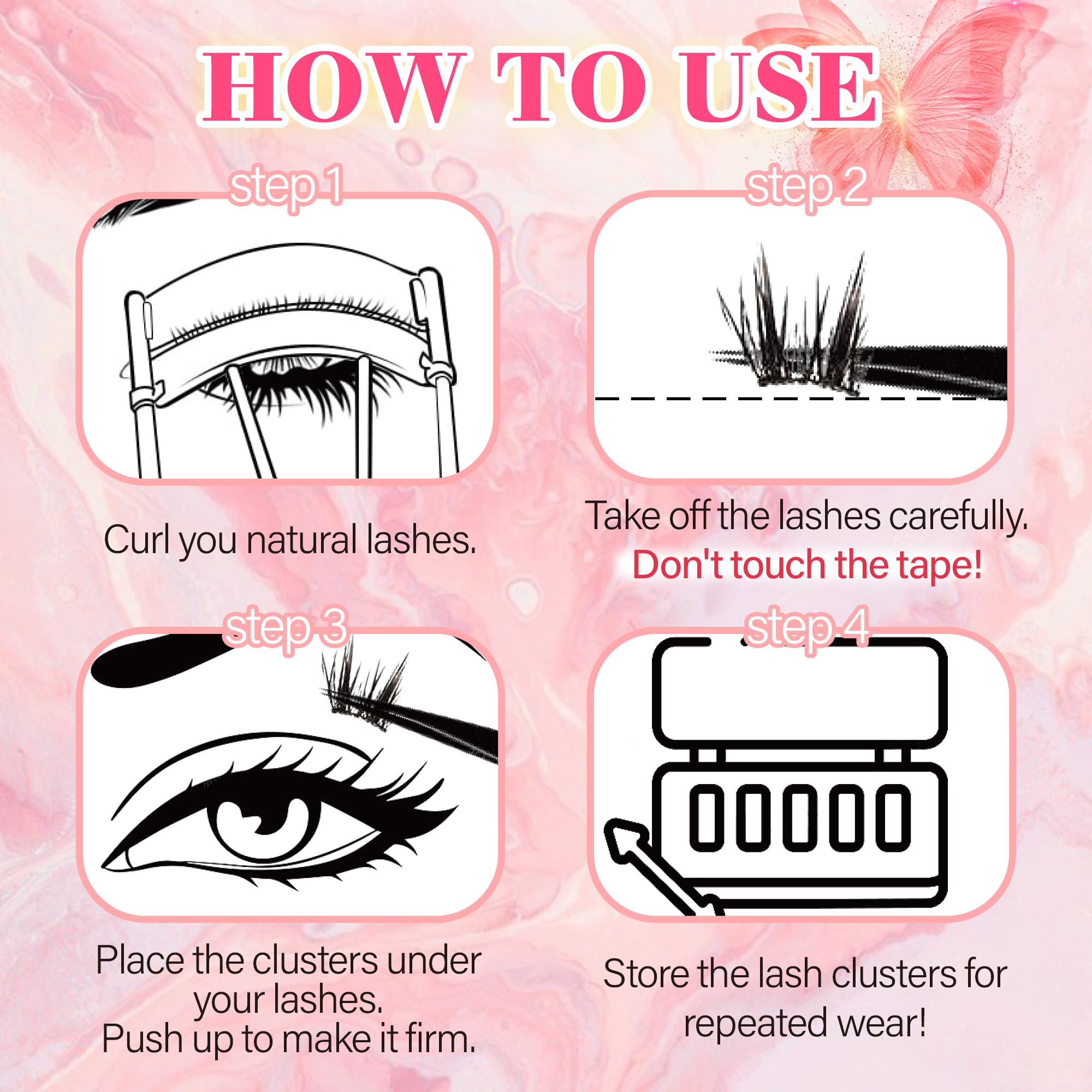 Self Adhesive Eyelashes Clusters Fluffy Individual Lashes with Lash Tweezers Reusable Self Adhesive Lash Clusters 10-16mm Easy to Apply Lash Extension Kit No Glue Eyelashes Needed by TOOCHUNAG