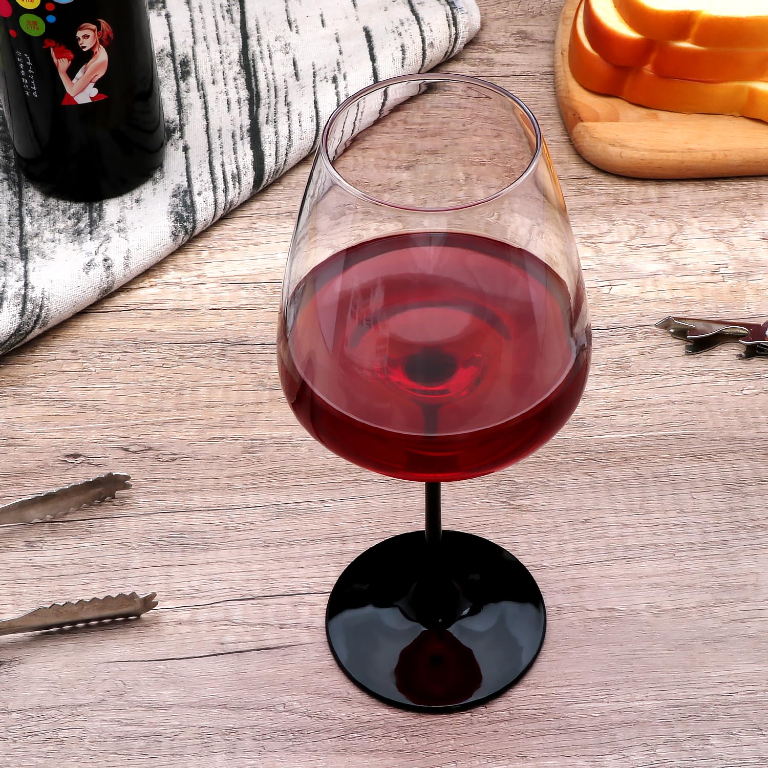 Wine Glasses 20oz,Black Stem Red Wine Glasses Set of 6,Clear Wide Bowl Burgundy Stemware for Home Bar,Anniversary,Wedding,Event