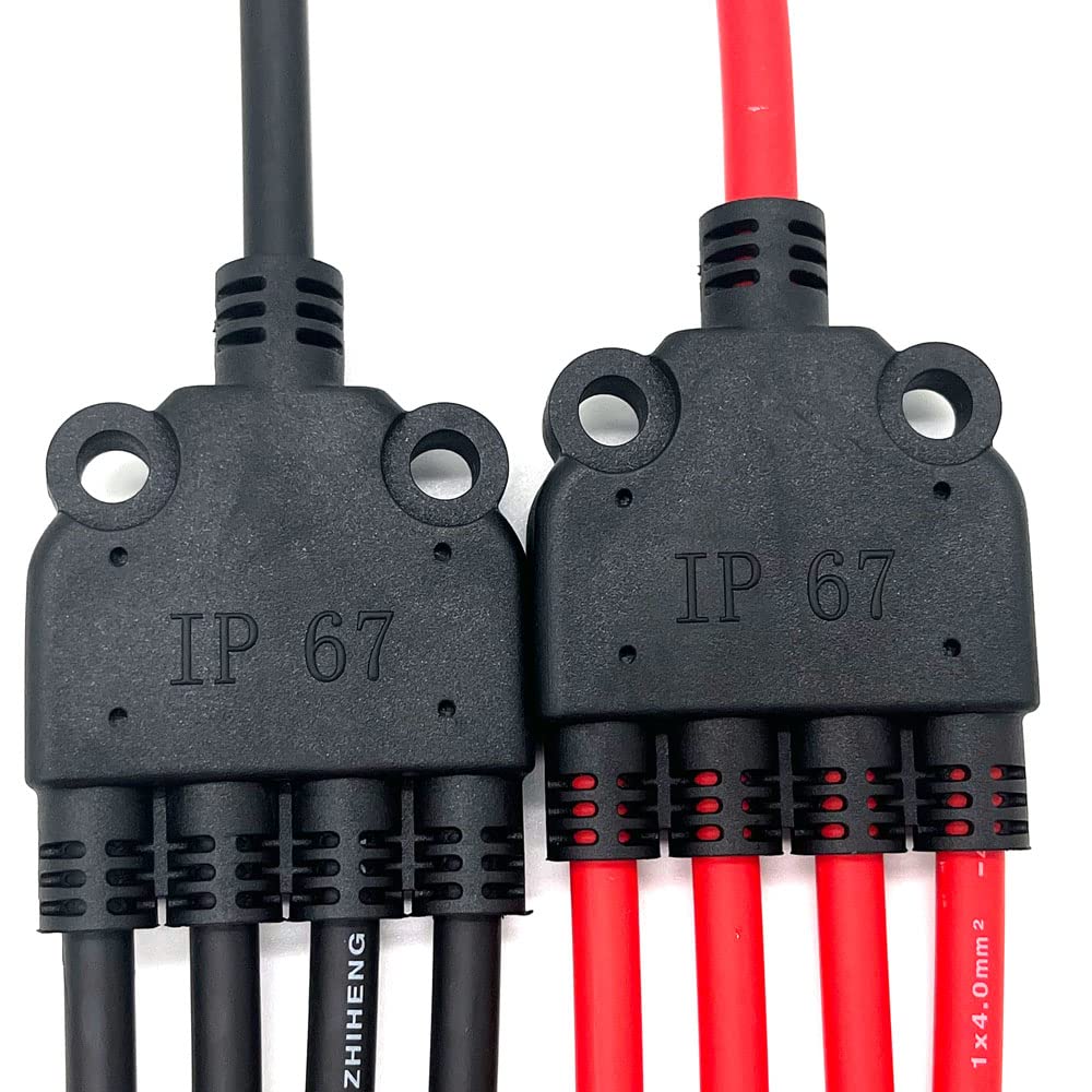 Solar Panel Connector Y Branch Solar Connector 1 to 4, 10 AWG Solar Cable and Connectors for Solar Combiner Box (1 Pair 1Y4)
