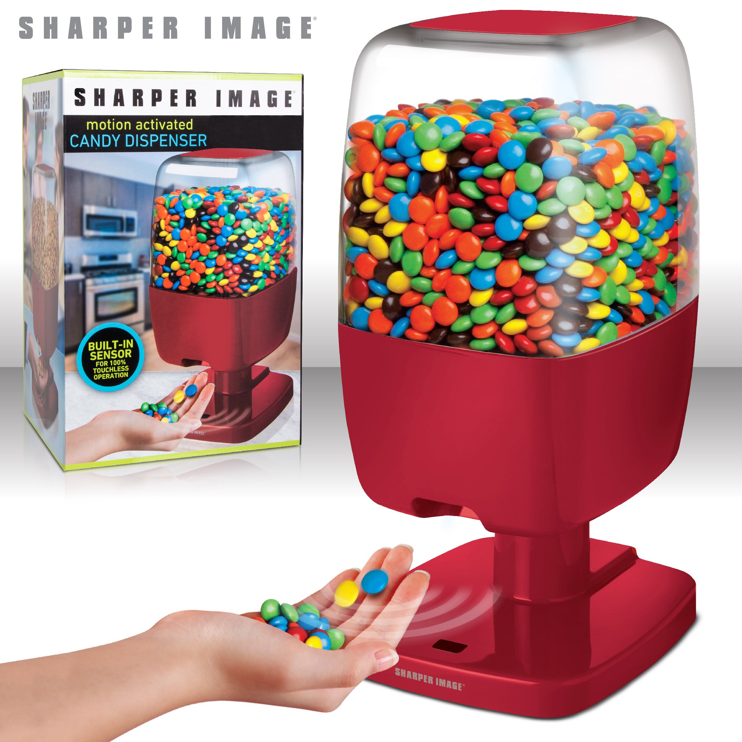 Sharper Image 13" Automatic Candy Dispenser, Touch-Activated Desktop Vending Machine, Compact Size for Shelf Work Desk Home Countertop, Fits Small Snacks Gumballs Jellybeans Nuts Trail Mix Cereal