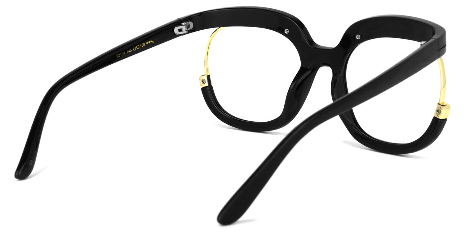 VOOGLAM Oversized Black Square Eyeglasses Glasses for Women with Clear Lens Fredia OX739865-03