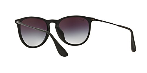 Ray-Ban RB4171F Erika Low Bridge Fit Round Sunglasses, Rubber Black/Light Grey Gradient Dark Grey, 54 mm