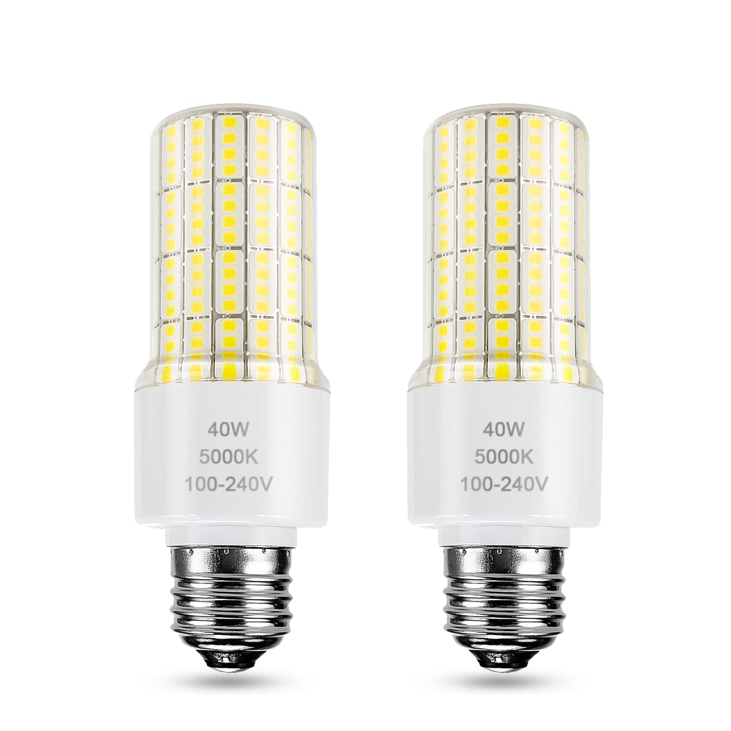 ZP 2 Pack Led Light Bulbs 5000Lm 300W Equivalent 5000K Cool Daylight White Led Bulbs E26/E27 Medium Base Led Corn Light Bulb for Outdoor Indoor Lamp Bedroom Chandelier Balcony Office Garage Warehouse