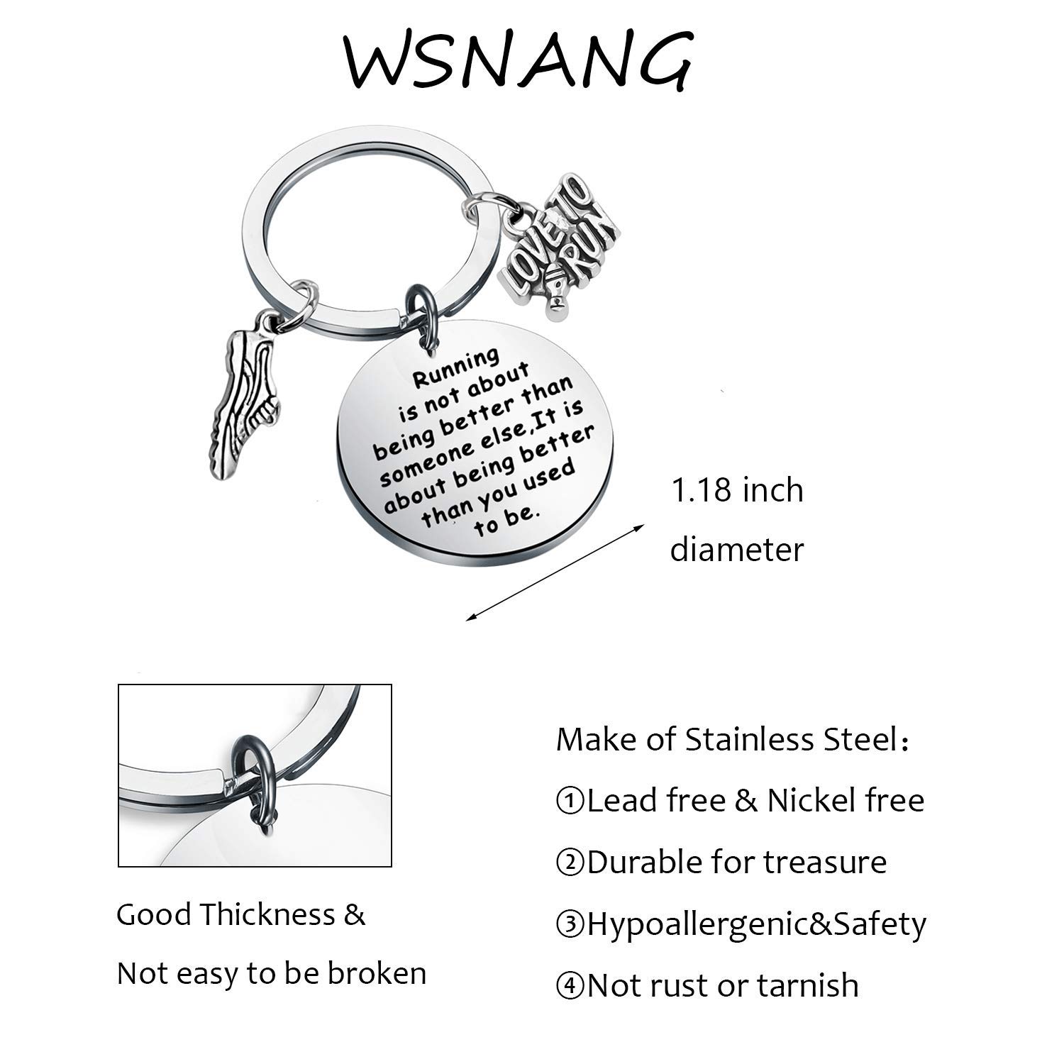 WSNANG Runner Gift Running is About Being Better Than You Used to Be Keychain Marathon Runner Jewelry Track Gift(Running Keychain)