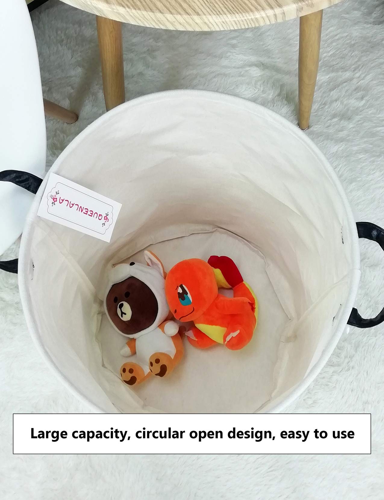 QUEENLALA Large Storage Basket,Laundry Hamper/Bathroom/Home Decor/Collapsible Round Storage Bin,Boys and Girls Hamper/Boxes/Clothing(Parent-child elephant)