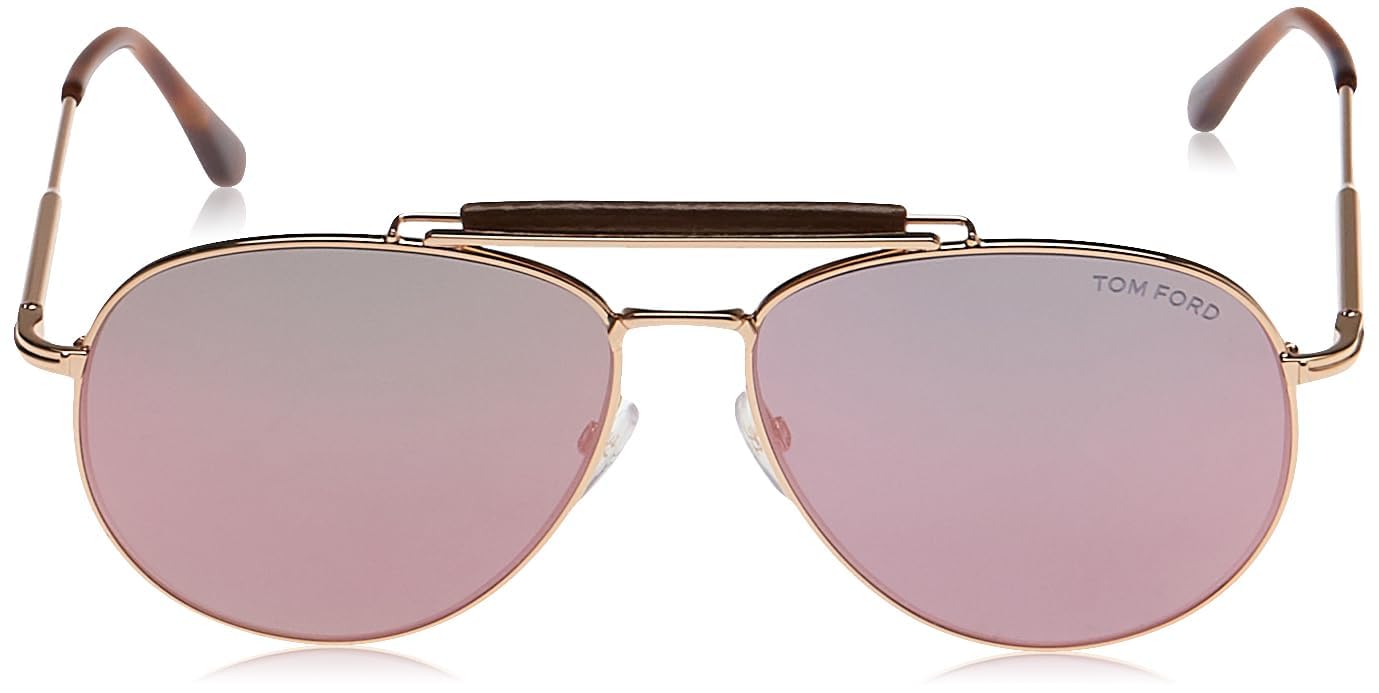 Tom Ford Sean FT0536 28Z Unisex Rose Gold & Pink Mirror Lens Aviator Sunglasses