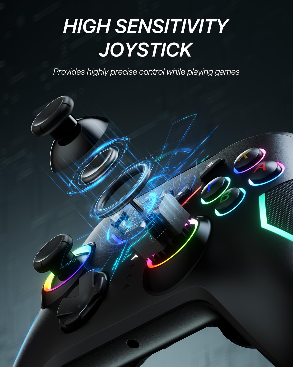 Switch Controllers, Nin-tendo Switch Controller Compatible with Switch/Switch Lite/Switch OLED/IOS/Android/Windows, Wireless Switch Pro Controller with LED Color Light/Dual shock/Turbo/Motion Control