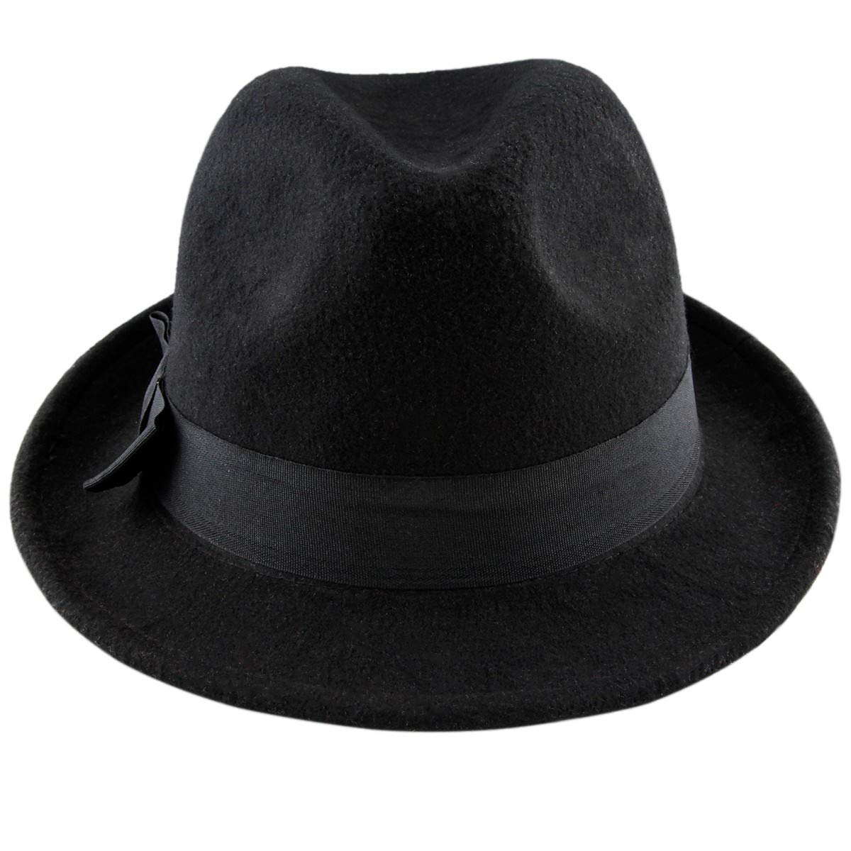 Samtree Fedora Hats for Women,Winter Roll-up Brim Trilby Jazz Cap(Black)