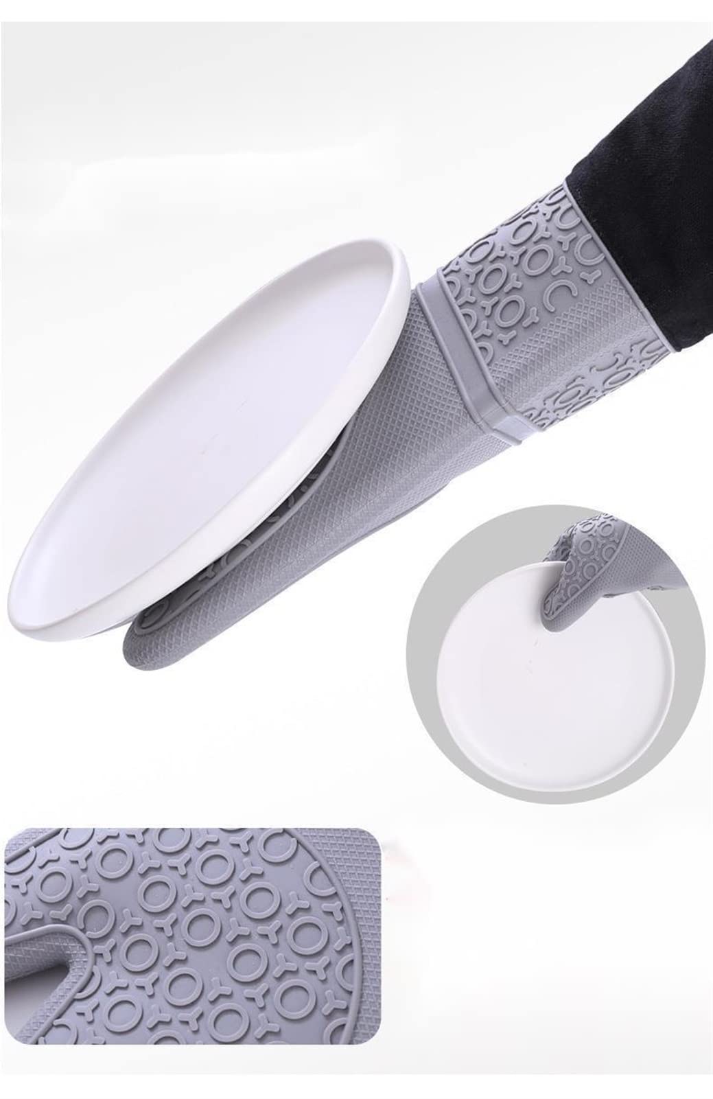 TBMAKE Oven Mitt Silicone Heat Resistant Gloves Household Long Cotton Microwave Mittens Oven Kitchen Baking Glove Cooking Barbecue Gants (Color : 1pcs Red)