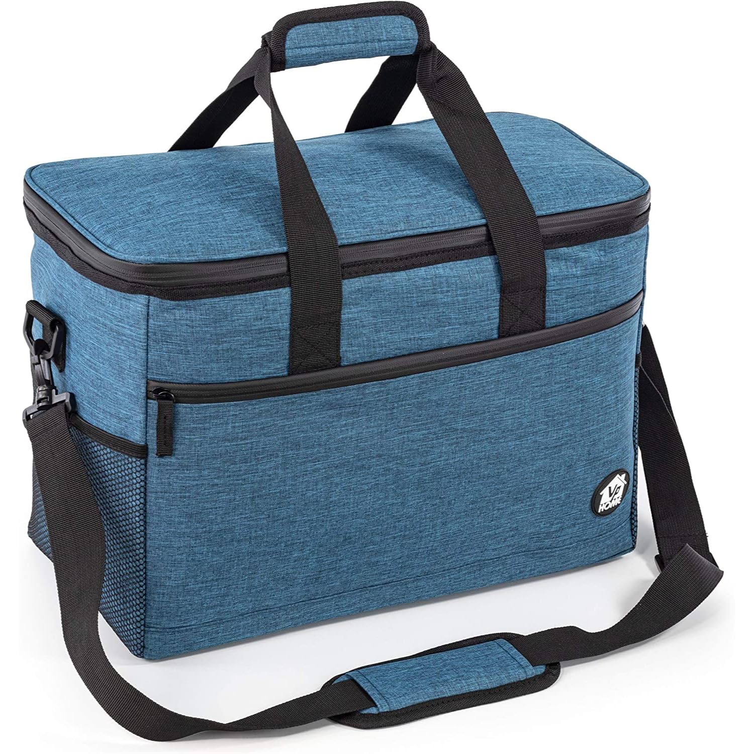 VP Home 48 Can Large Collapsible Insulated Cooler Bag for Travel Camping Beach Picnic BBQ with Shoulder Strap (Heather Blue)