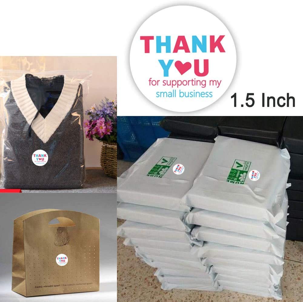 Supporting Small Business Labels Order Package Seals Business Packaging Supplies,1.5 Inch Round Thank You Stickers for Business, Online Retailers, Boutiques,500 Pcs Per Roll.