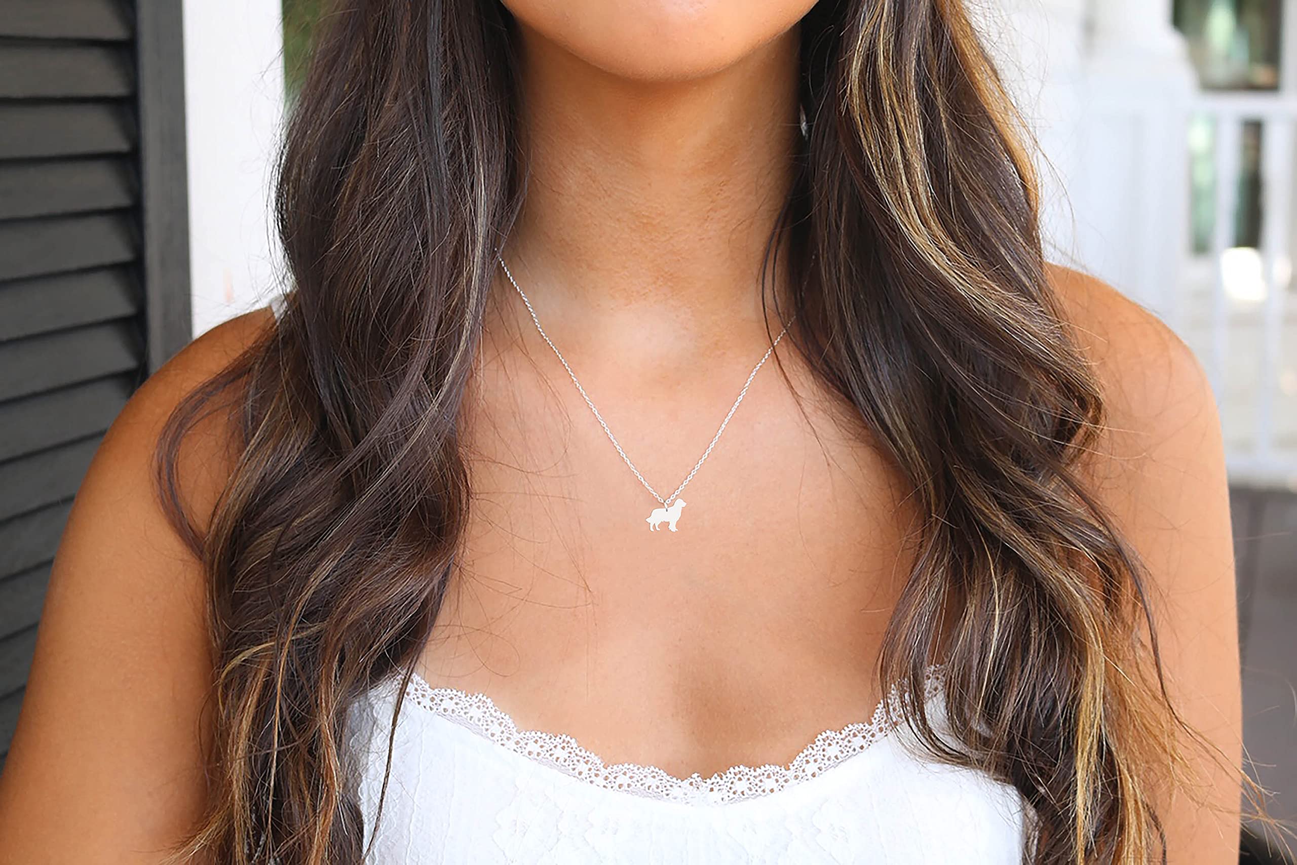 Sterling Silver 14k Gold/Rose Gold Necklace, Rottweiler, Great Dane, Pitbull, Border Collie, German Shepherd, Australian Shepherd, Doberman, Cocker Spaniel, Sterling Silver, No Gemstone