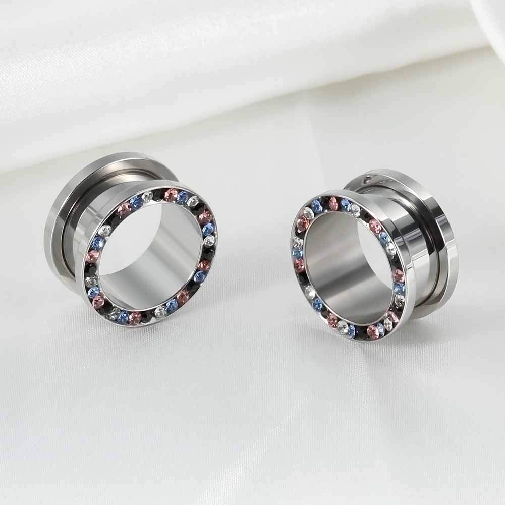 TBOSEN 8 PCS Ear Tunnels Plugs Gauges Stainless Steel Expander Stretcher Piercings