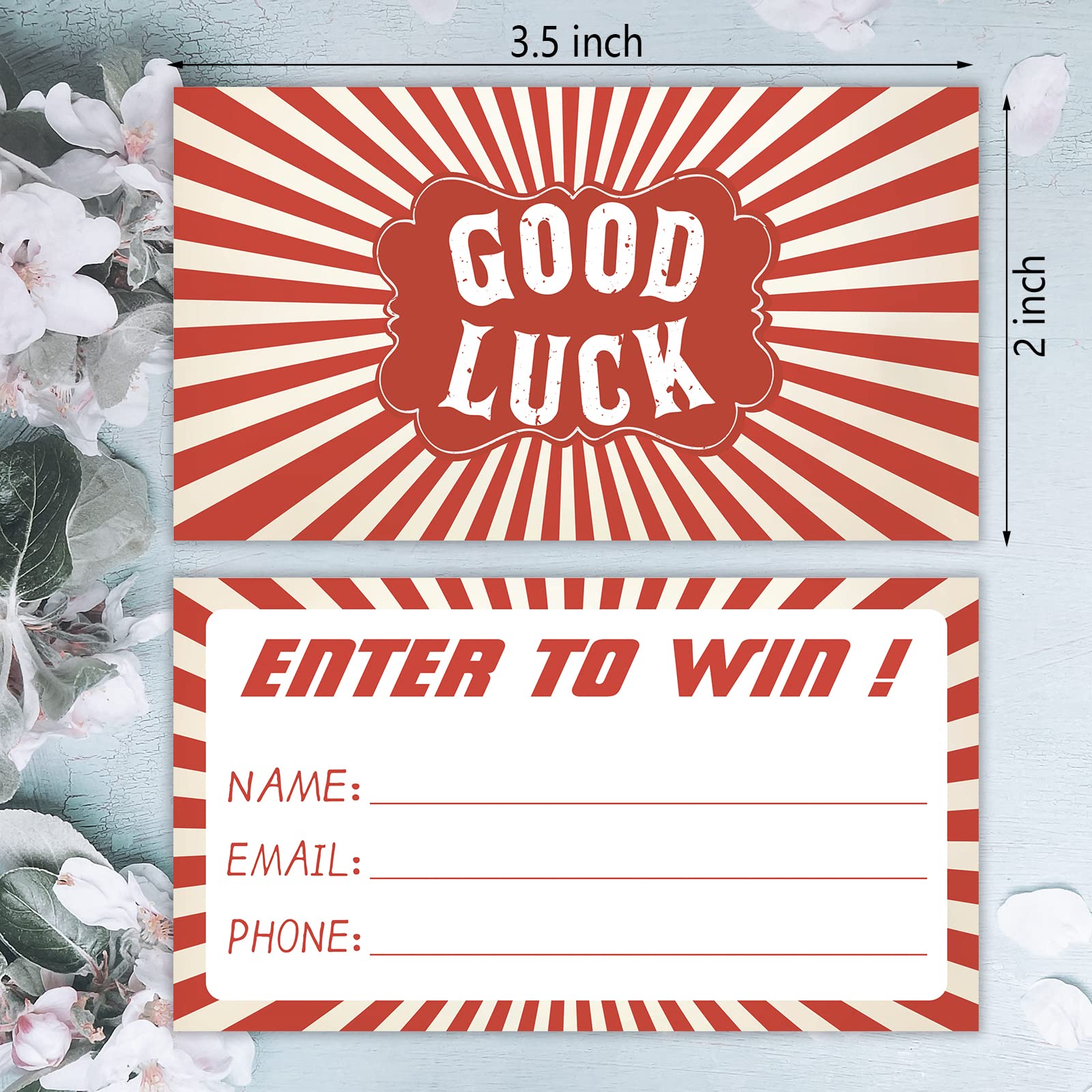 Tomioziey 300 Raffle Tickets Enter to Win Cards-3.5βx2β Entry Form Cards for Contest,Ballot Box,50/50,Raffle Drum with Email Address and Phone Number Fields-Red