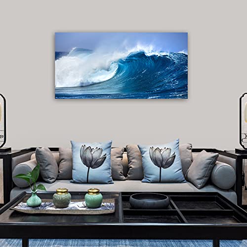tigeridge Sea Wave Canvas Wall Art for Living Room Wall Decor Great Ocean Wave Canvas Pictures Blue Surfing Water Canvas Prints Artwork Office Home Wall Decorations Framed Ready to Hang 20" x 40"