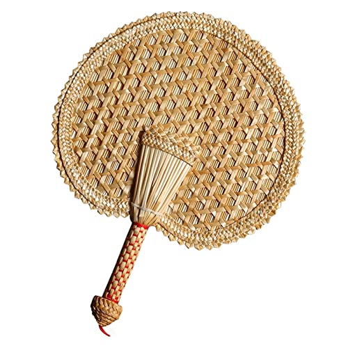 ZSQHD Hand-Woven Woven Straw Hand Fan Old Summer Natural Environmentally Friendly Hand-Woven Fan Decorative Round Fan