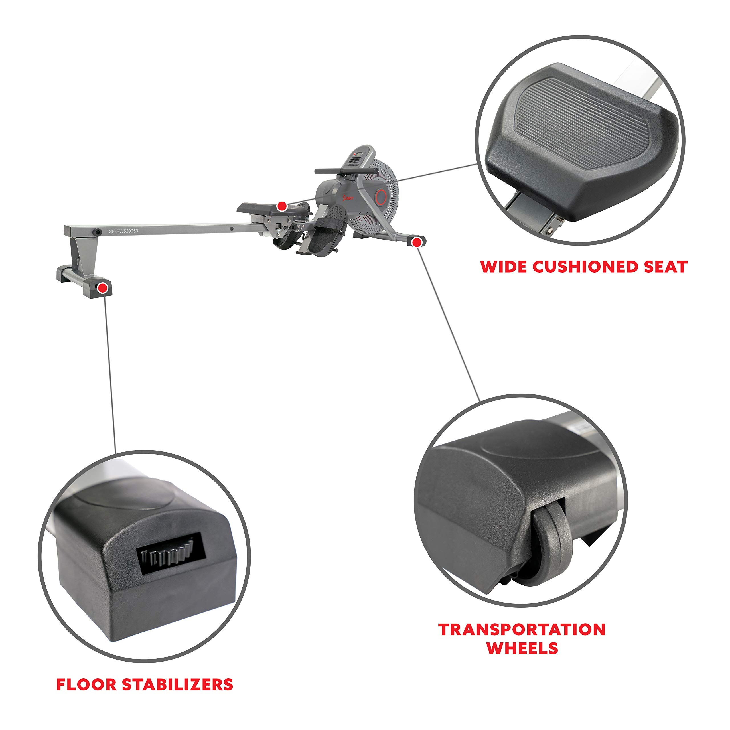 Sunny Health & Fitness Air Fan Rowing Machine Ergometer - SF-RW520050