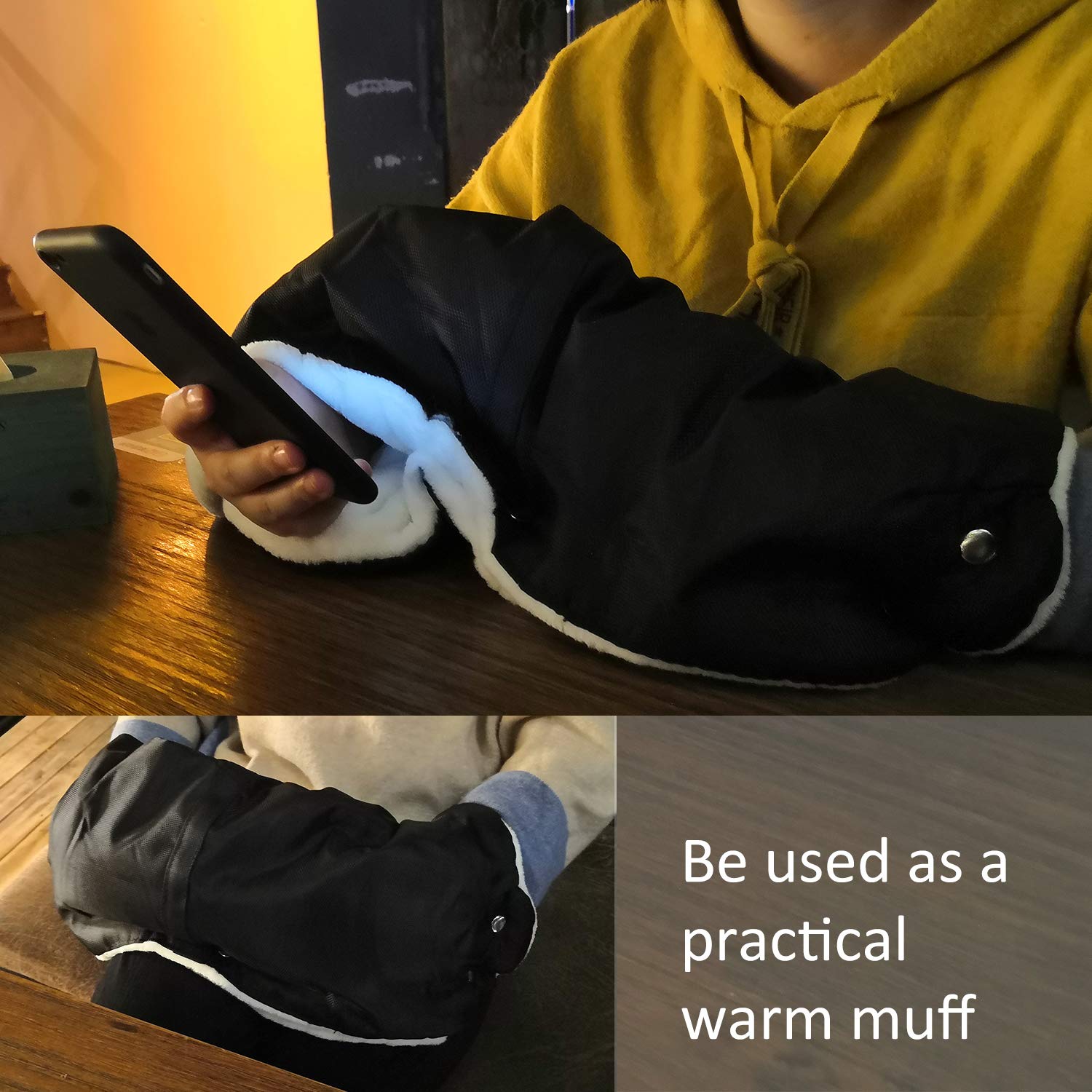 Stroller Gloves Hand Muff for Pushchair Extra Thick Winter Pram Muff Red Anti-Freeze Windproof Snowproof Oxford Handlebar Muffs, Gift for Mom Come with 2-Pack Stroller Hooks, by Aosbos
