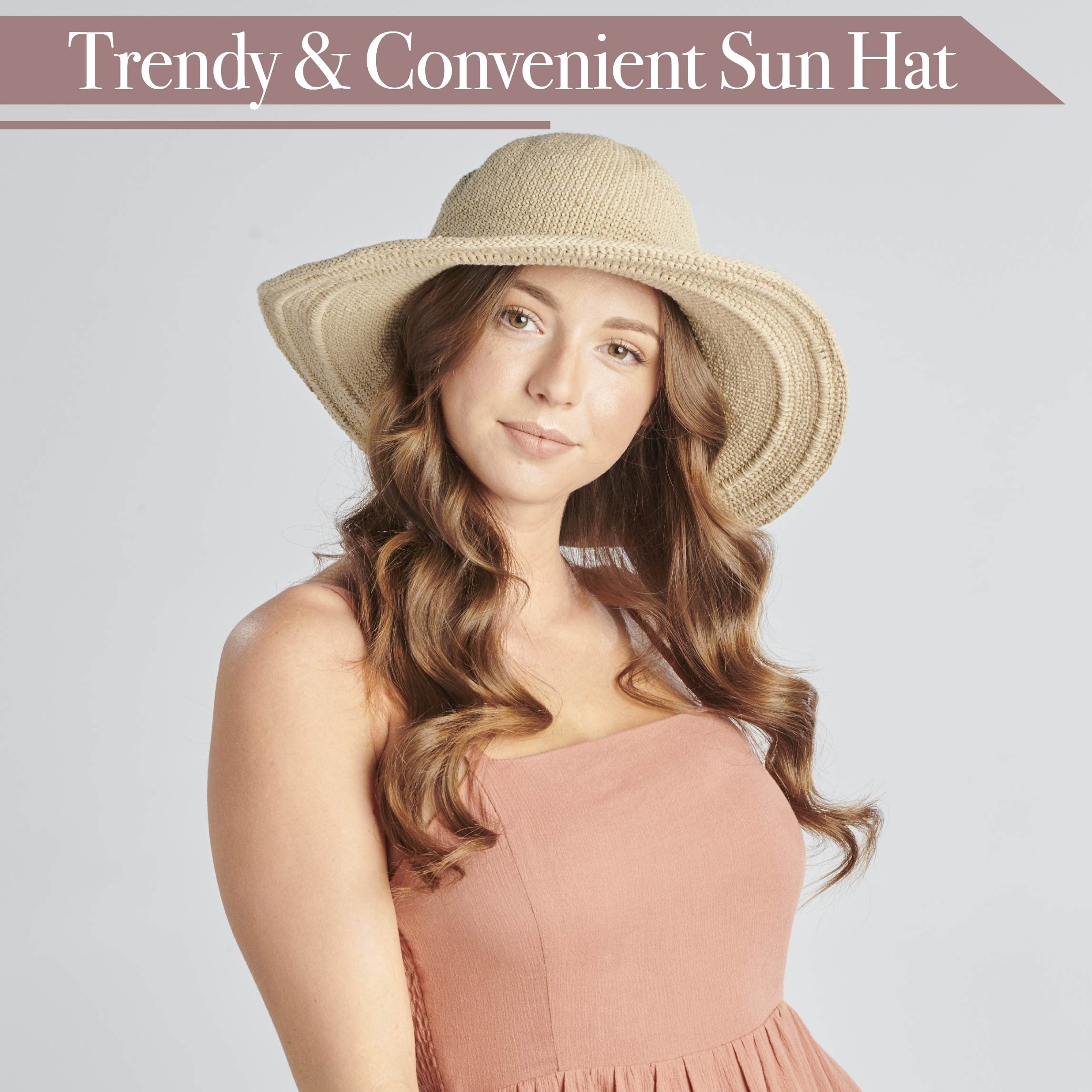 San Diego Hat Company Women's One Size Tan 4 Inch Cotton Crochet